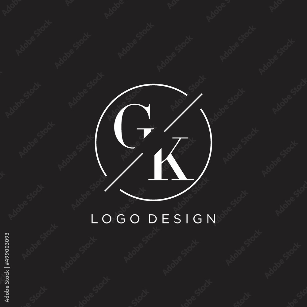 Letter GK logo with simple circle line. Creative look monogram logo ...