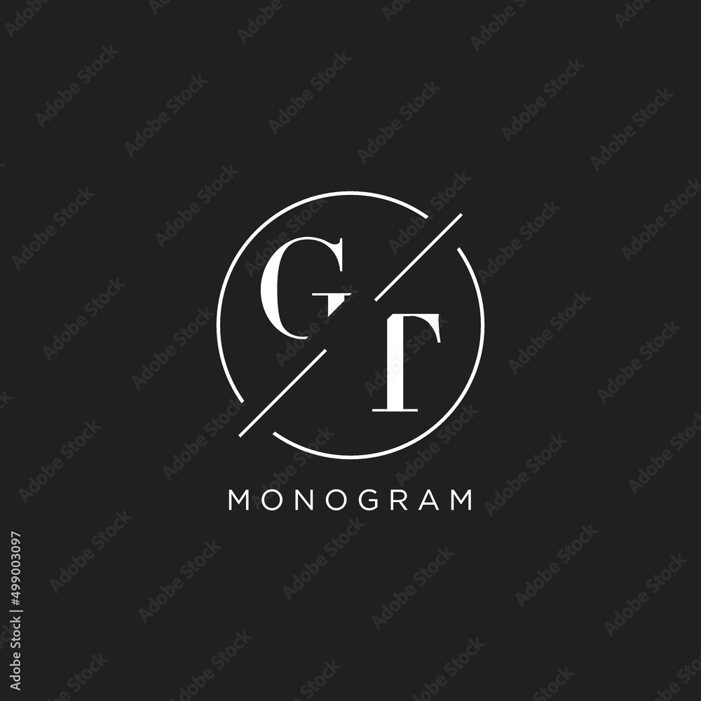 Letter GT logo with simple circle line. Creative look monogram logo ...