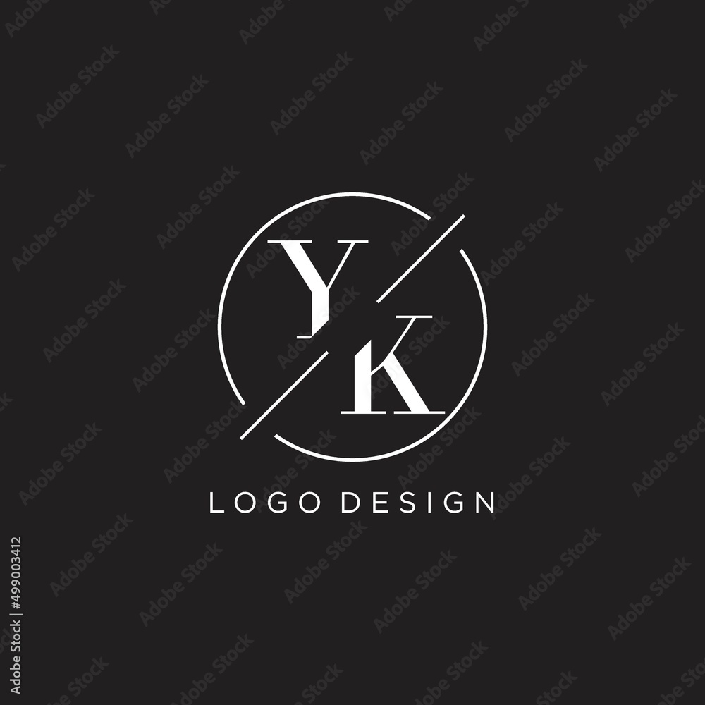 Letter YK logo with simple circle line. Creative look monogram logo ...