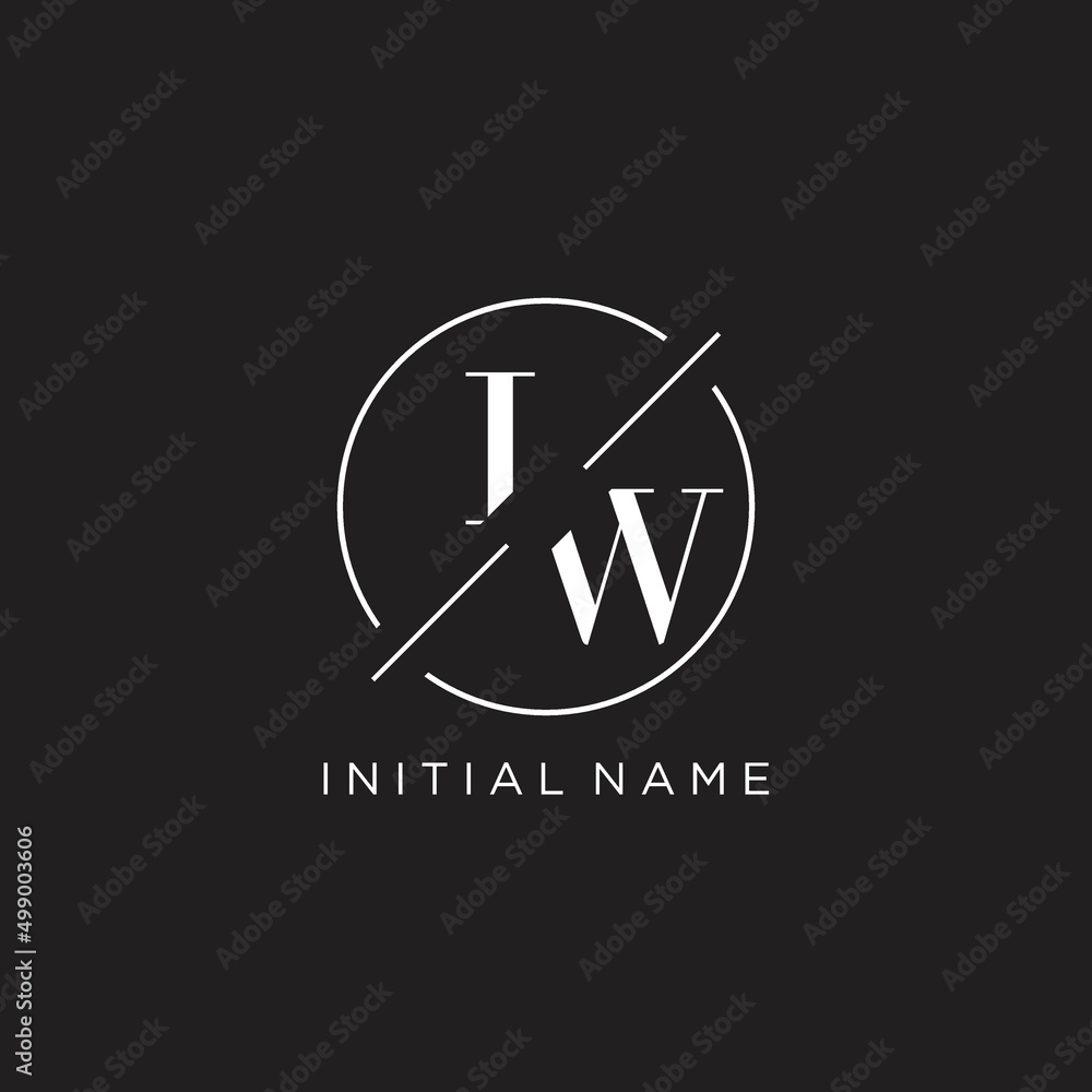 Letter IW logo with simple circle line. Creative look monogram logo ...