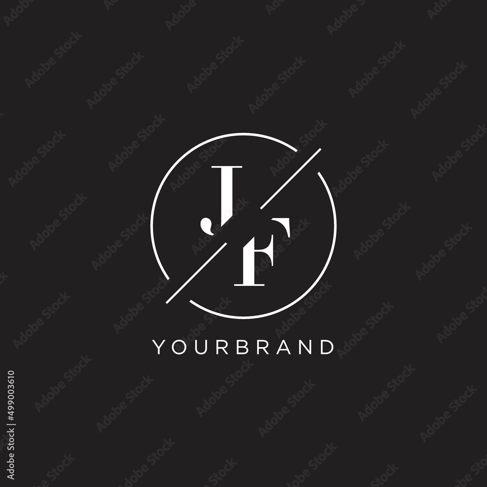 Letter JF logo with simple circle line. Creative look monogram logo ...