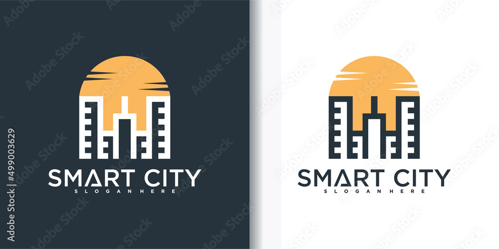 Modern smart city logo design with creative city building design ...