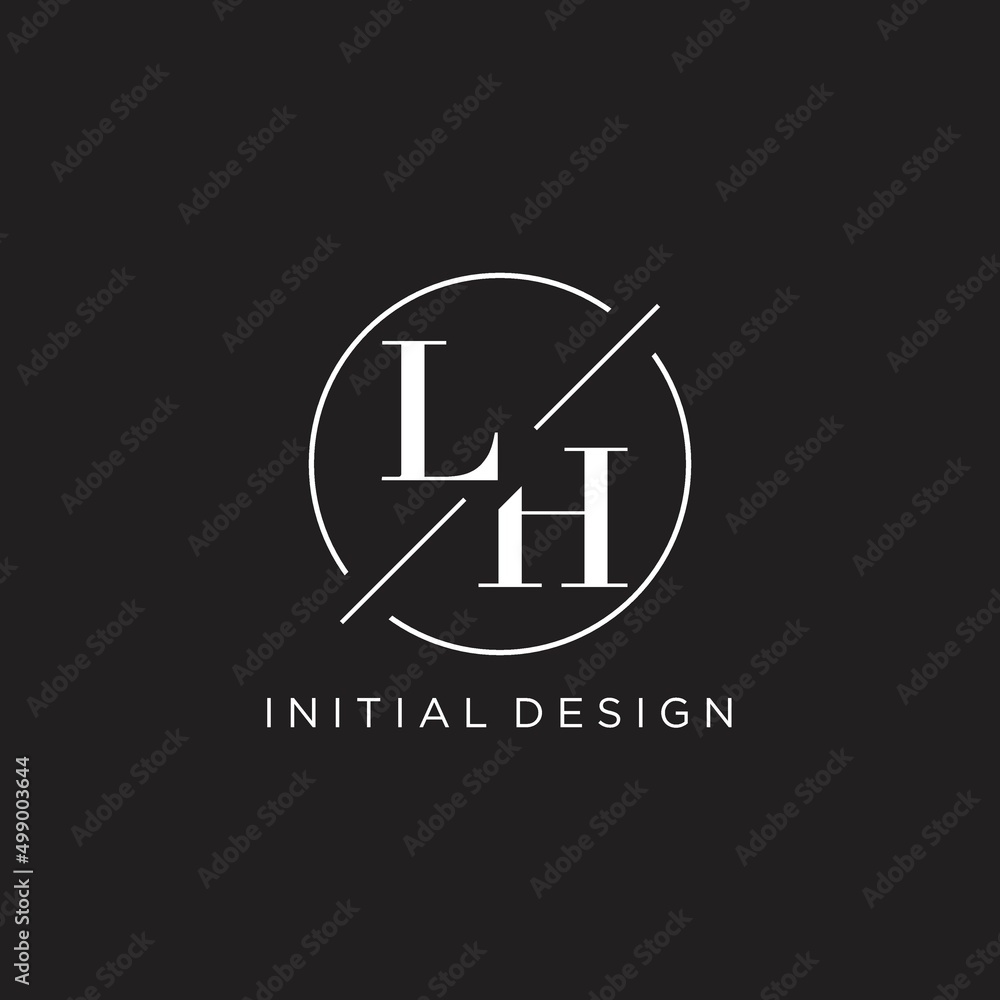 Letter LH logo with simple circle line. Creative look monogram logo ...