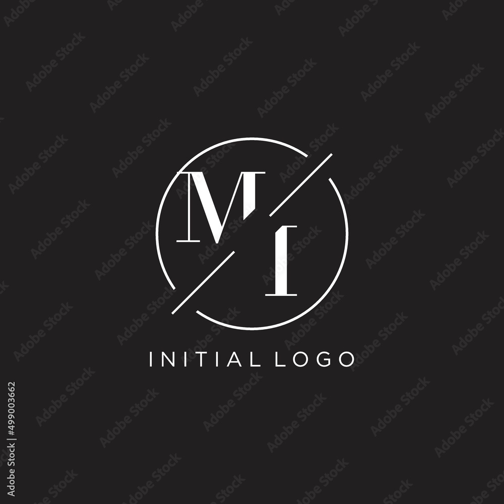 Letter MI logo with simple circle line. Creative look monogram logo ...