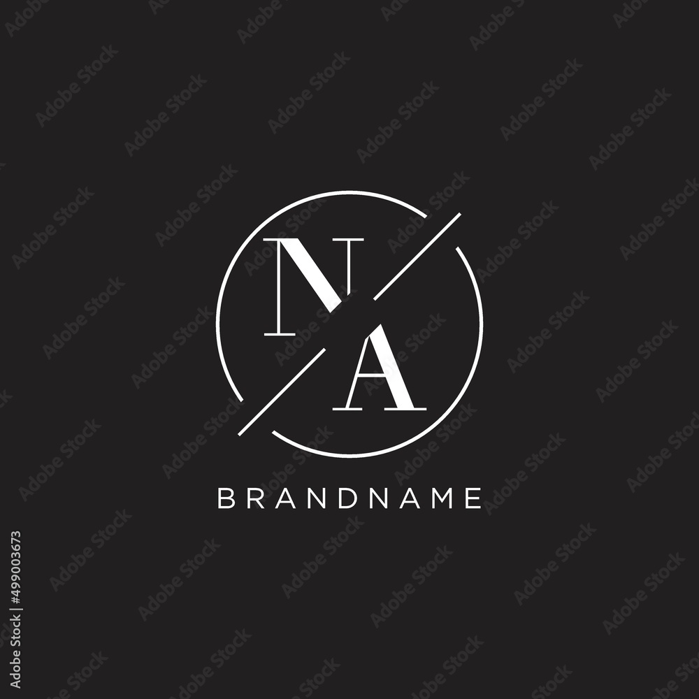 Vetor de Letter NA logo with simple circle line. Creative look monogram ...