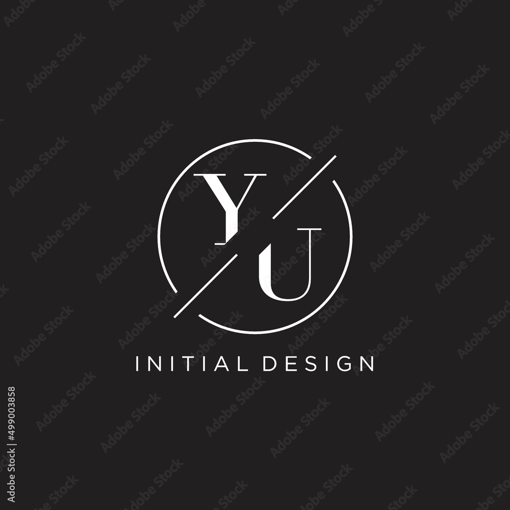 Letter YU logo with simple circle line. Creative look monogram logo ...