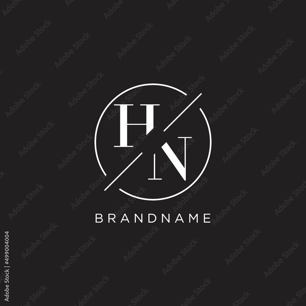 Letter HN logo with simple circle line. Creative look monogram logo ...