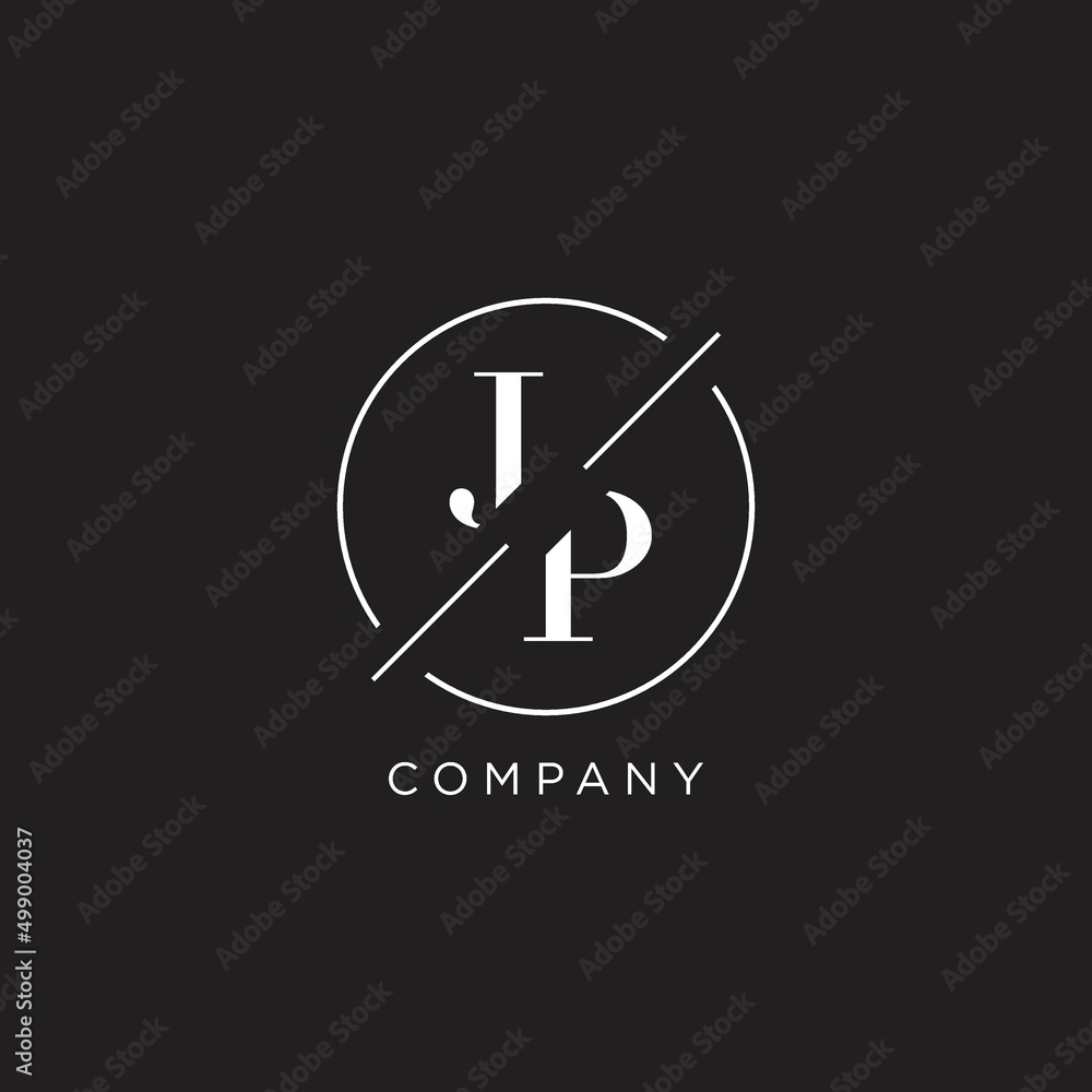 Letter JP logo with simple circle line. Creative look monogram logo ...