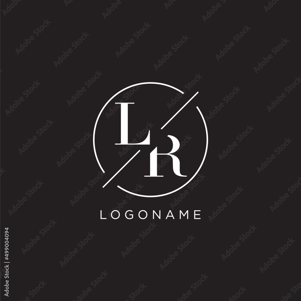 Letter LR logo with simple circle line. Creative look monogram logo ...