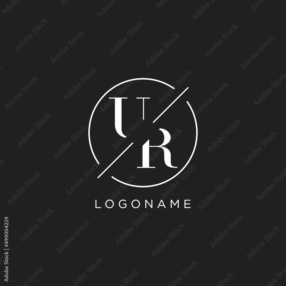 Letter UR logo with simple circle line. Creative look monogram logo ...