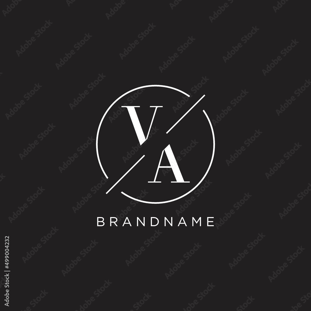 Letter VA logo with simple circle line. Creative look monogram logo ...