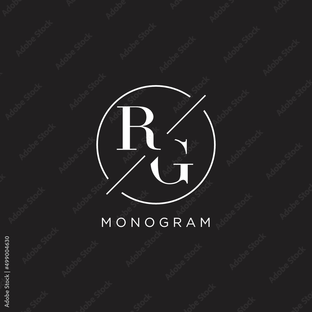 Letter RG logo with simple circle line. Creative look monogram logo ...