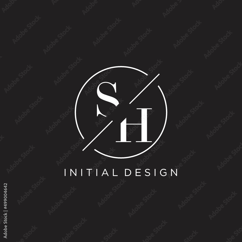 Letter SH logo with simple circle line. Creative look monogram logo ...