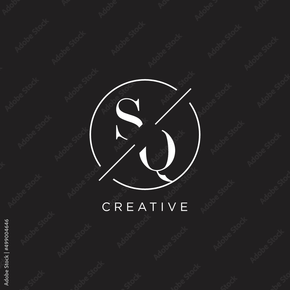 Letter SQ logo with simple circle line. Creative look monogram logo ...