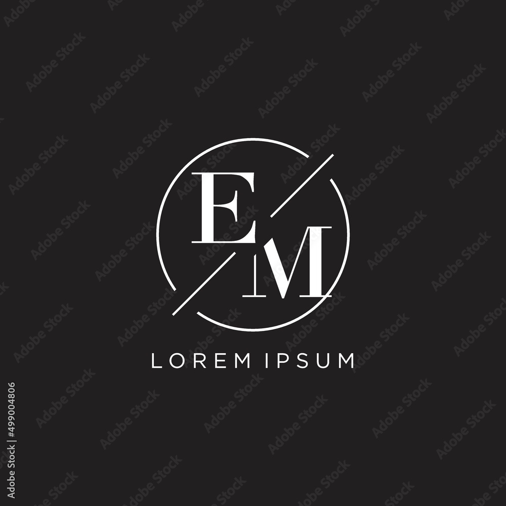 Letter EM logo with simple circle line. Creative look monogram logo ...
