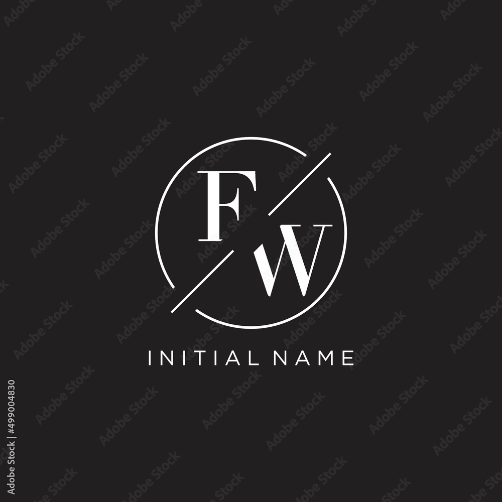 Letter FW logo with simple circle line. Creative look monogram logo ...