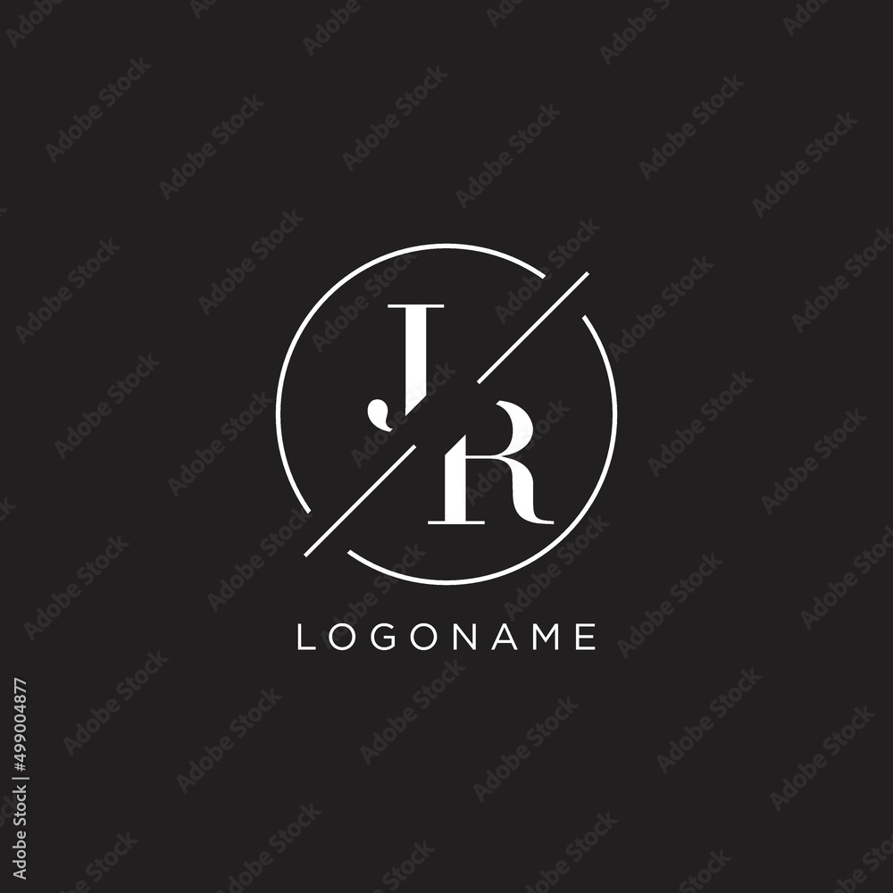 Letter JR logo with simple circle line. Creative look monogram logo ...