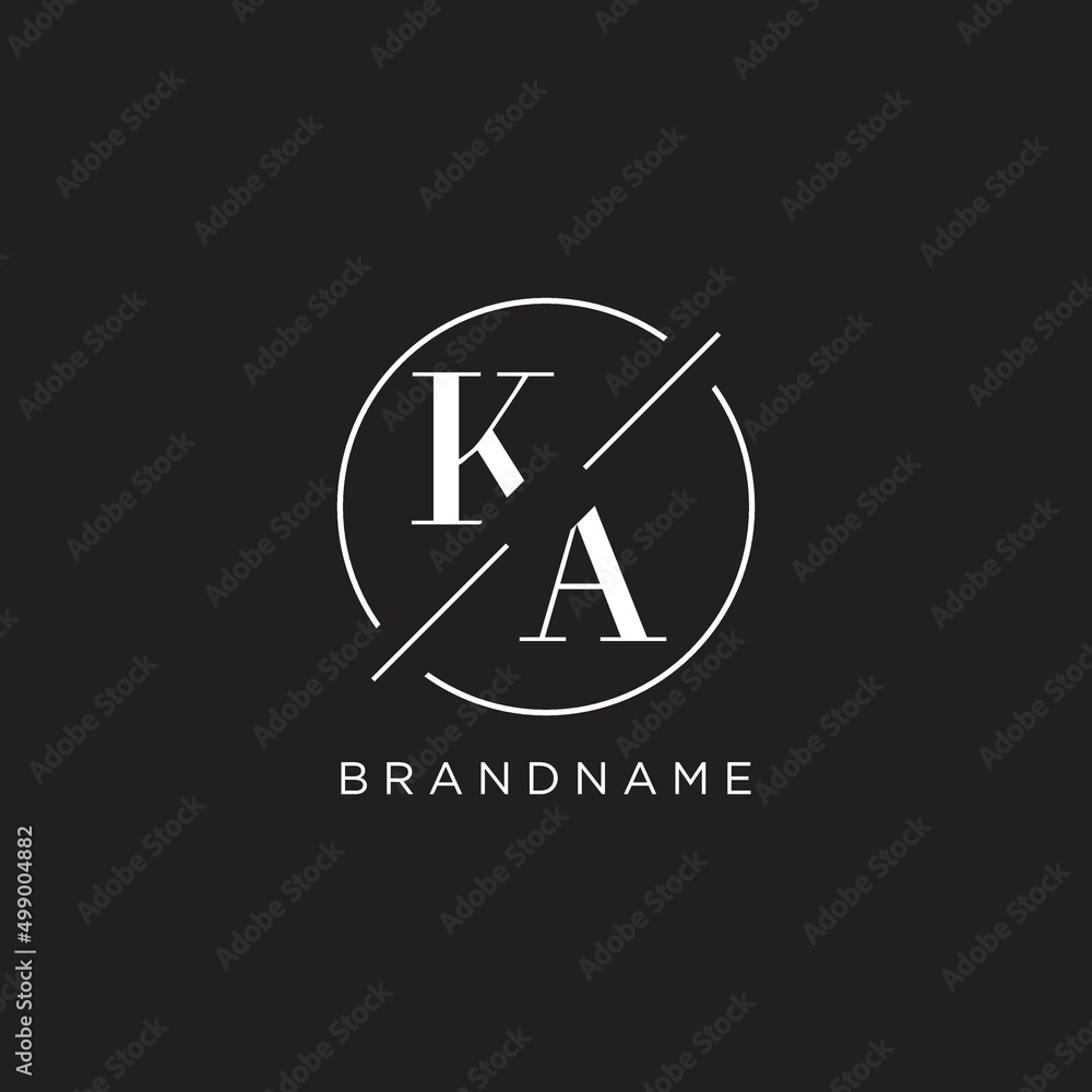 Letter KA logo with simple circle line. Creative look monogram logo ...