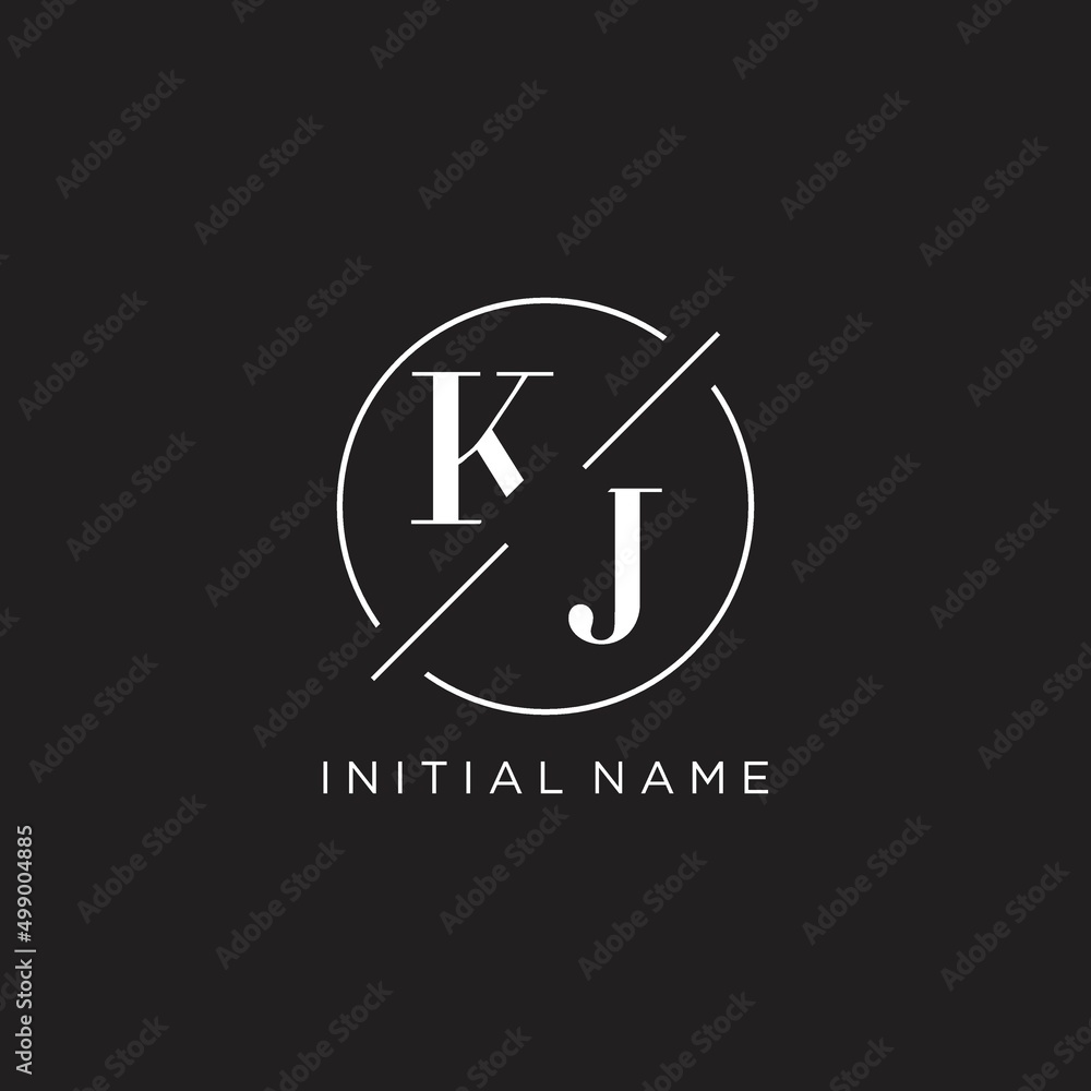 Letter KJ logo with simple circle line. Creative look monogram logo ...