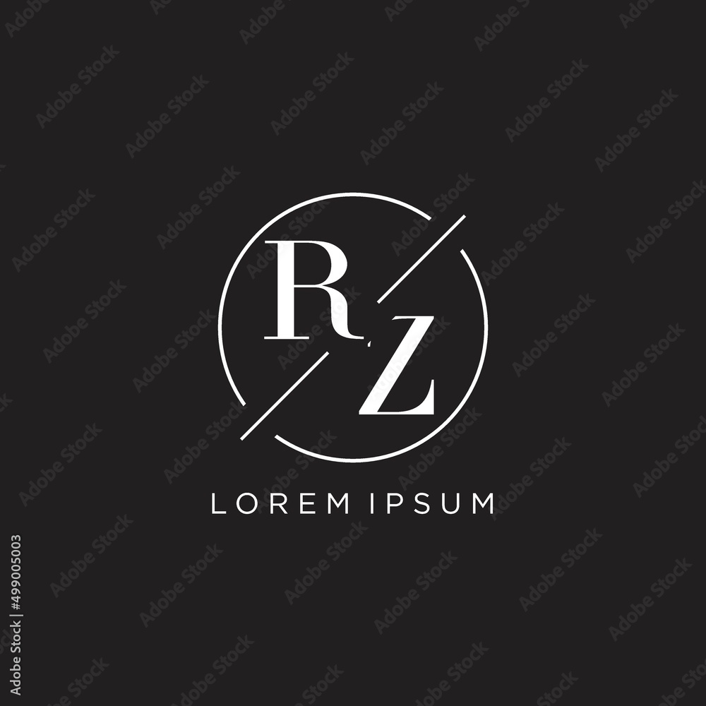 Letter RZ logo with simple circle line. Creative look monogram logo ...