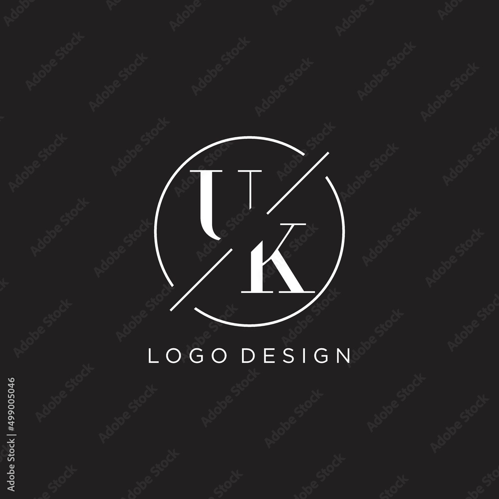 Letter UK logo with simple circle line. Creative look monogram logo ...