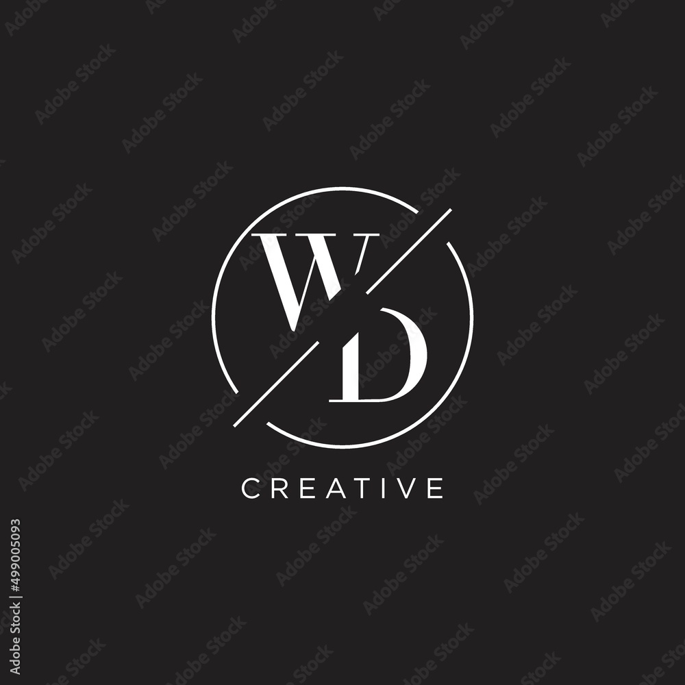 Letter WD logo with simple circle line. Creative look monogram logo ...