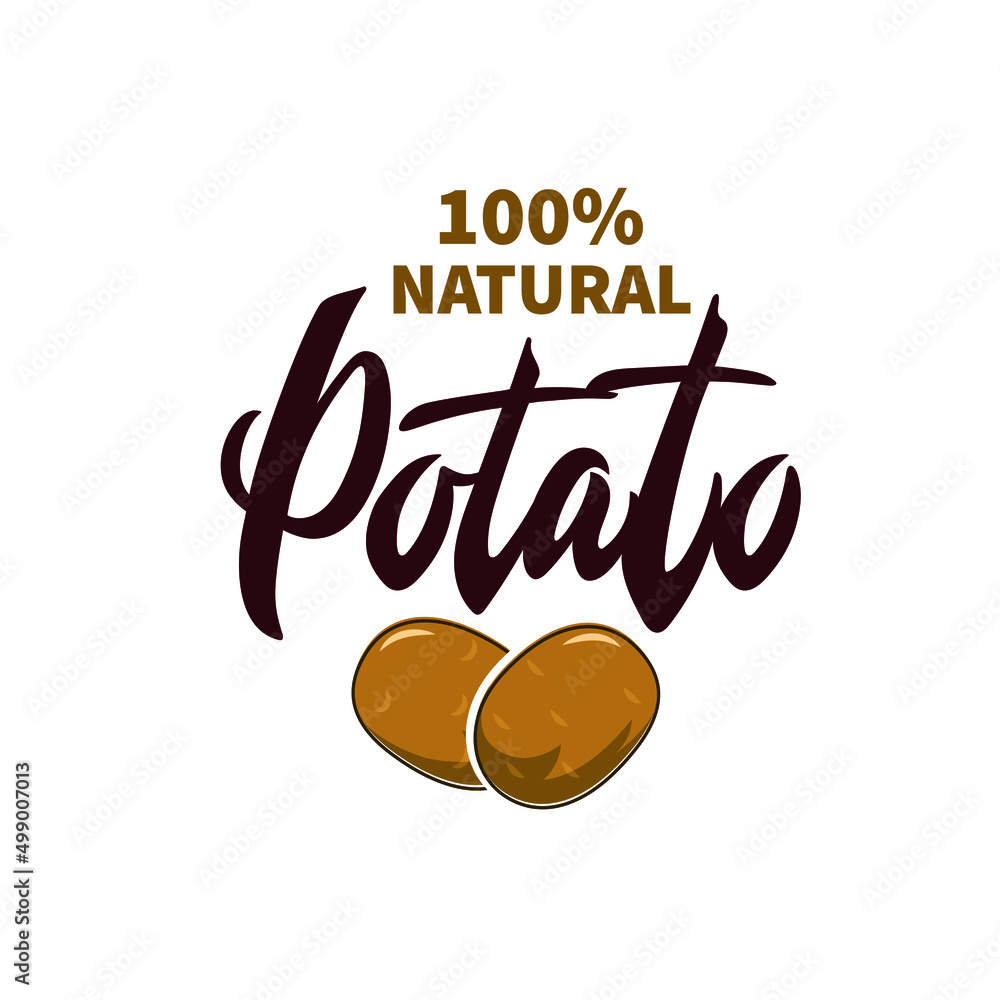 Hand drawn potato icon. Vector illustration with handwritten text for ...