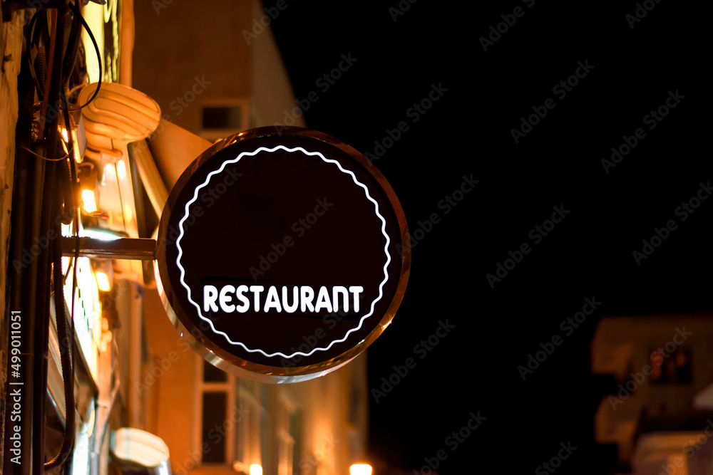 blank sign with restaurant or store signs for mockup Stock Photo ...