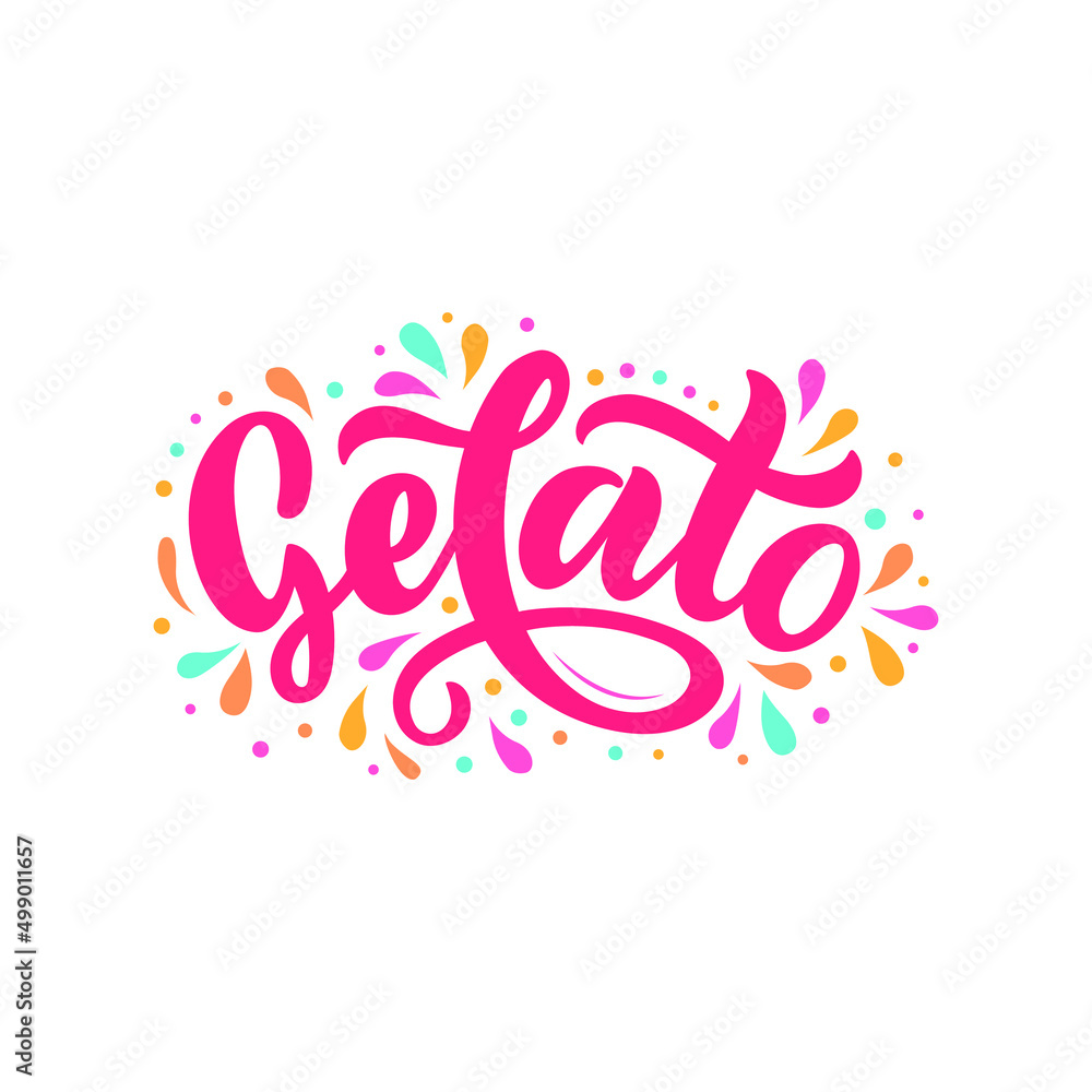 Gelato hand drawn text. Modern brush calligraphy, lettering typography ...