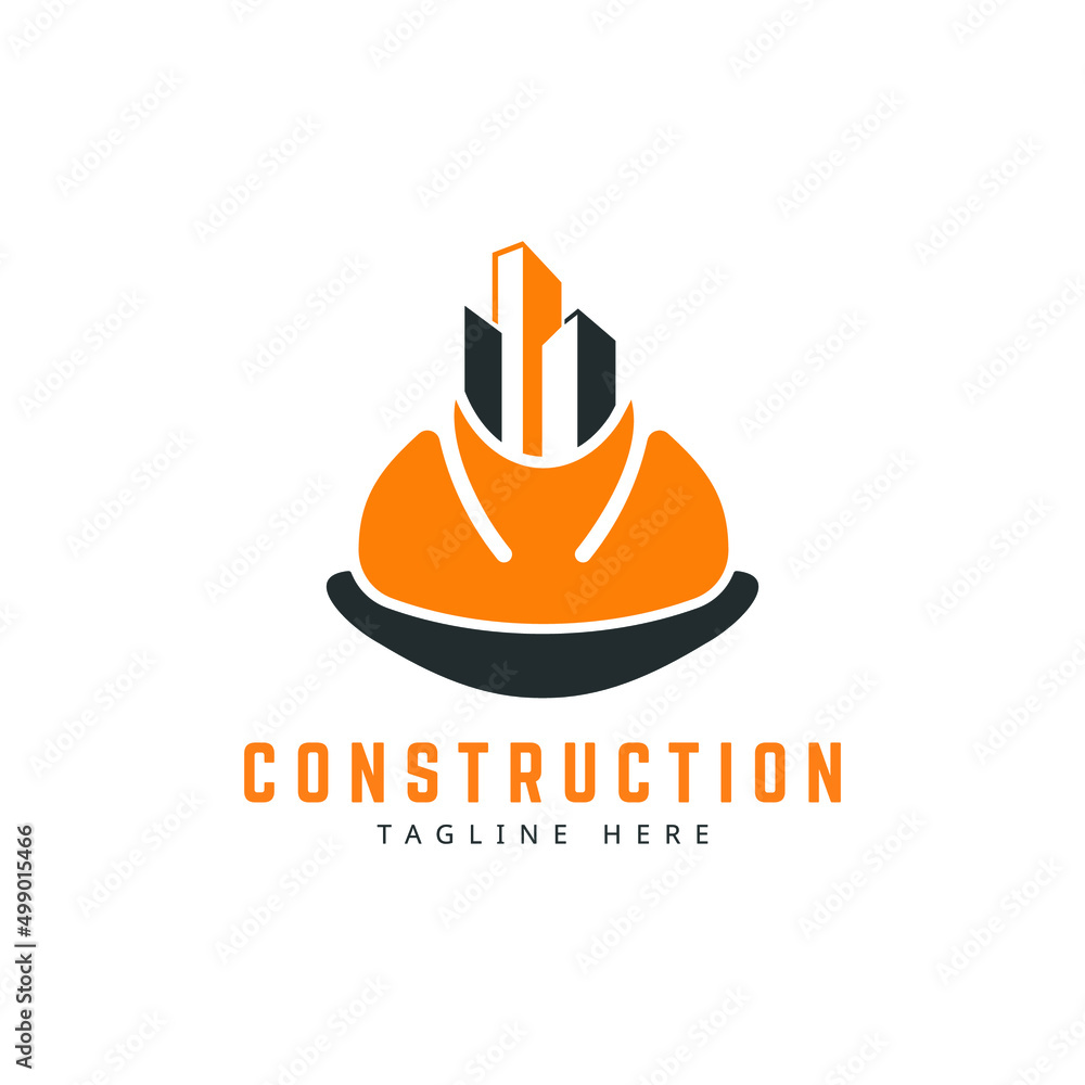 construction logo design concept buildings and construction helmet ...