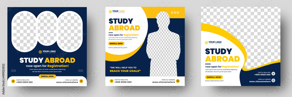 Study abroad social media post banner design. higher education social ...