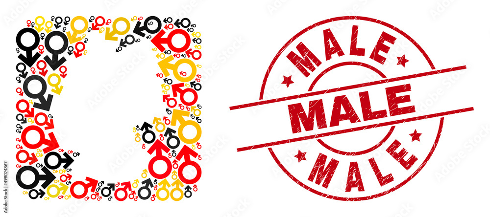 German state map mosaic in German flag official colors - red, yellow ...