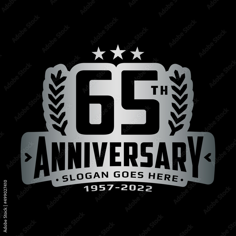 65 years anniversary logo design template. 65th anniversary celebration ...