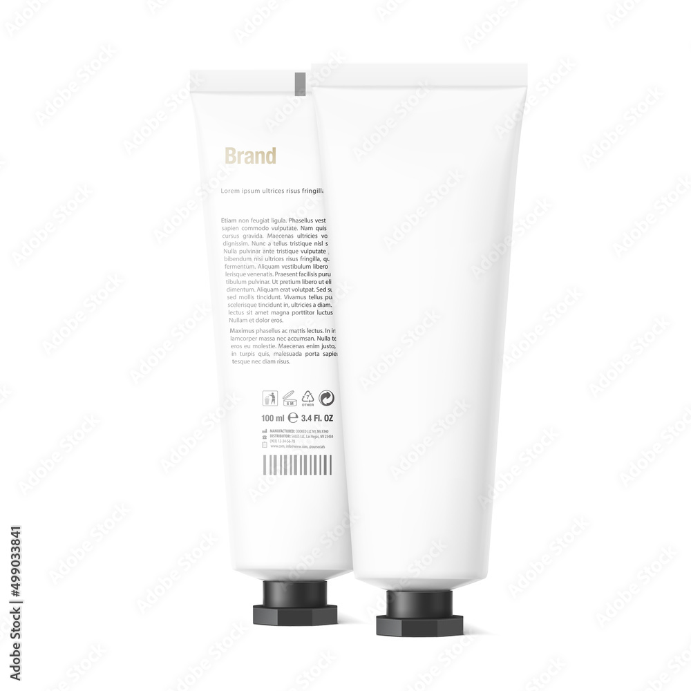 Blank plastic tube mockup with label template. Vector illustration ...