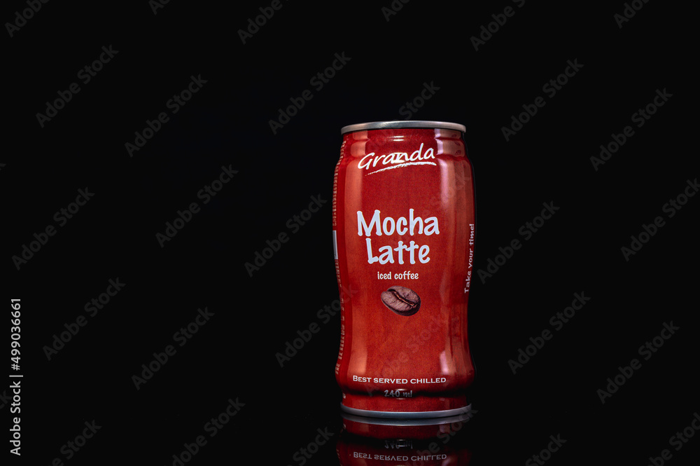 Ukraine, Lviv, April 07, 2022, Granda Mocha Latte iced coffee, close up ...