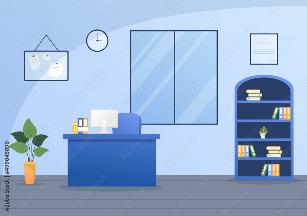 Police Station or Department Vector Illustration with Work Desks, Ofice ...