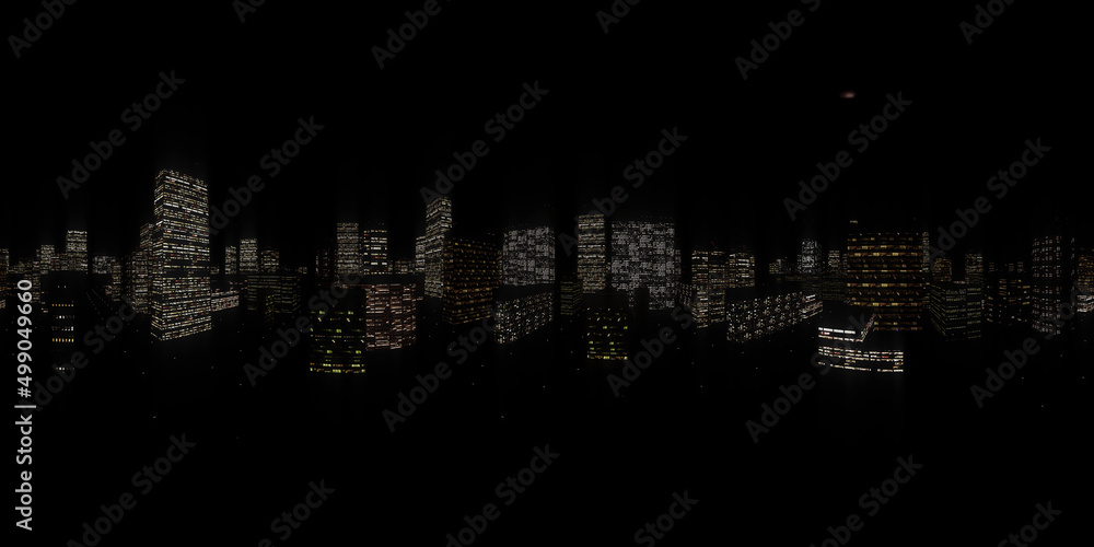 night city 360 HDRI. environment, panorama, 3D rendering, Seamless ...