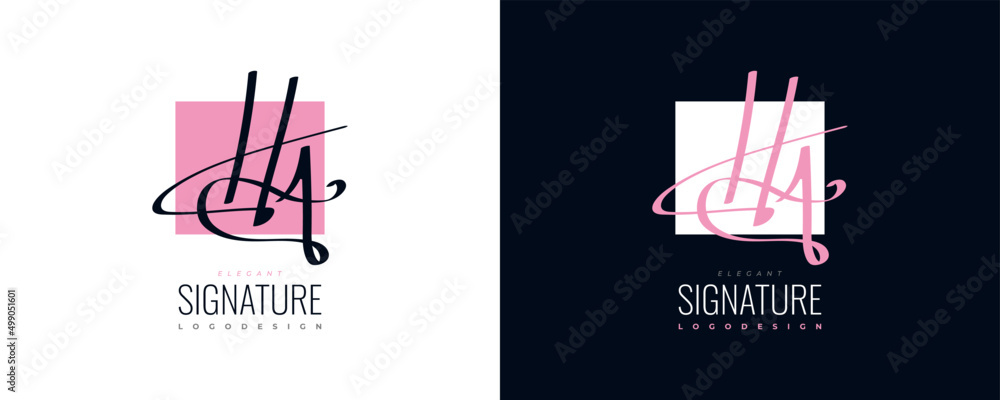 Initial H and A Logo Design in Elegant and Minimalist Handwriting Style ...
