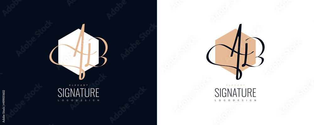 Initial A and B Logo Design in Elegant and Minimalist Handwriting Style ...
