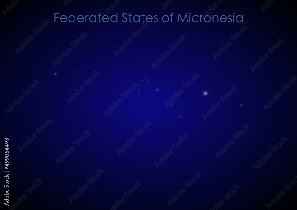Federated States of Micronesia concept map with glowing cities and ...