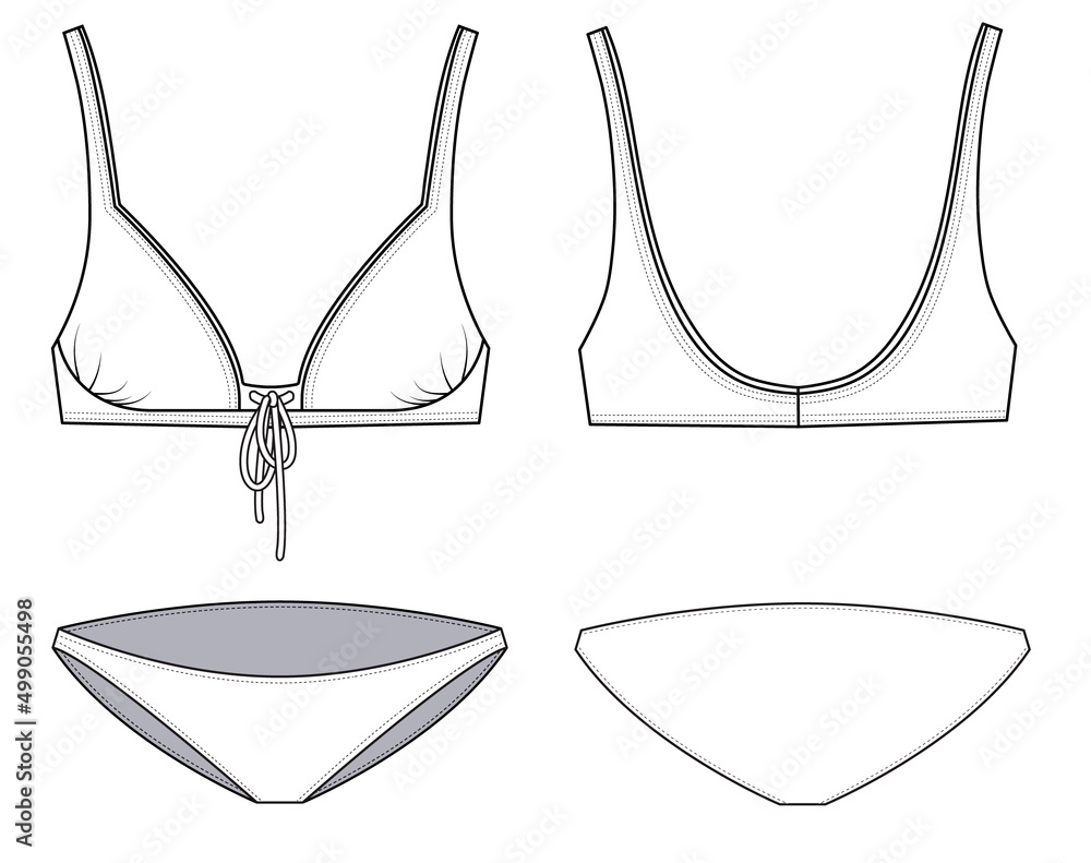 Sexy bikini, two pieces, swim wear, fashion flat template. Fashion ...
