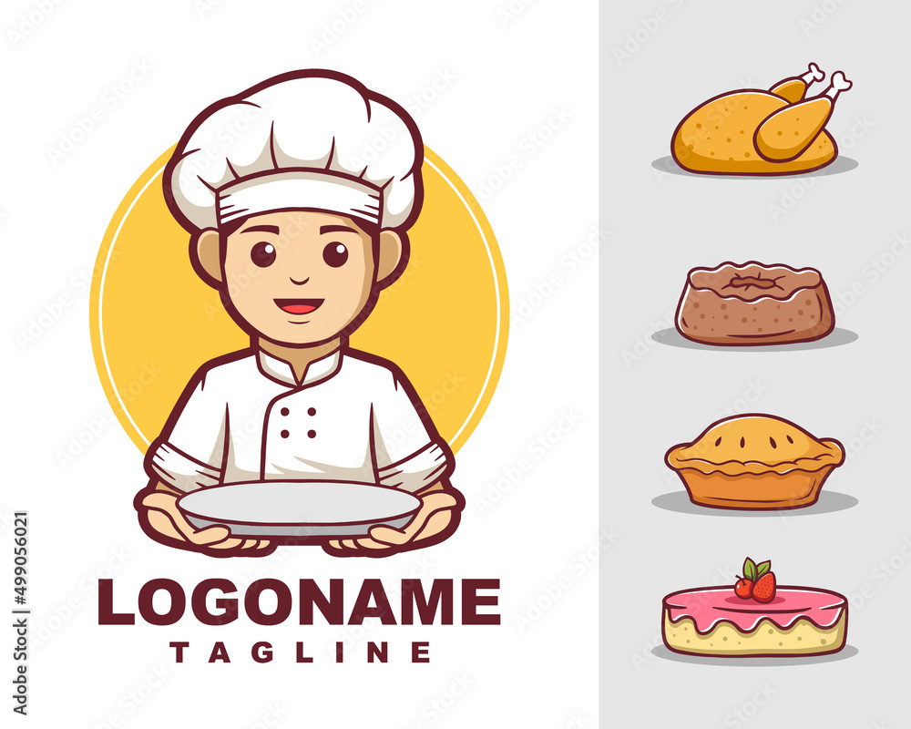 Cartoon Male chef logo template, cartoon chef logo vector Stock Vector ...