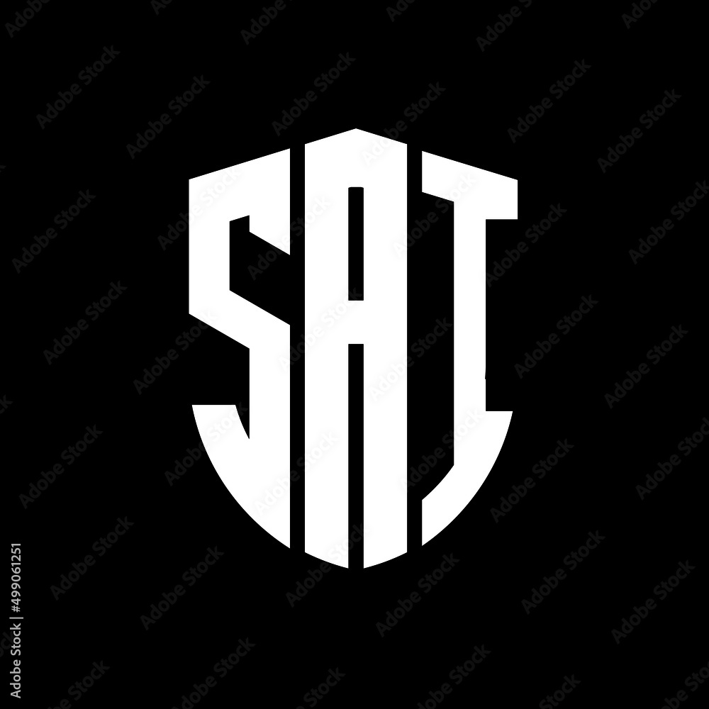 SAI letter logo design. SAI modern letter logo with black background ...