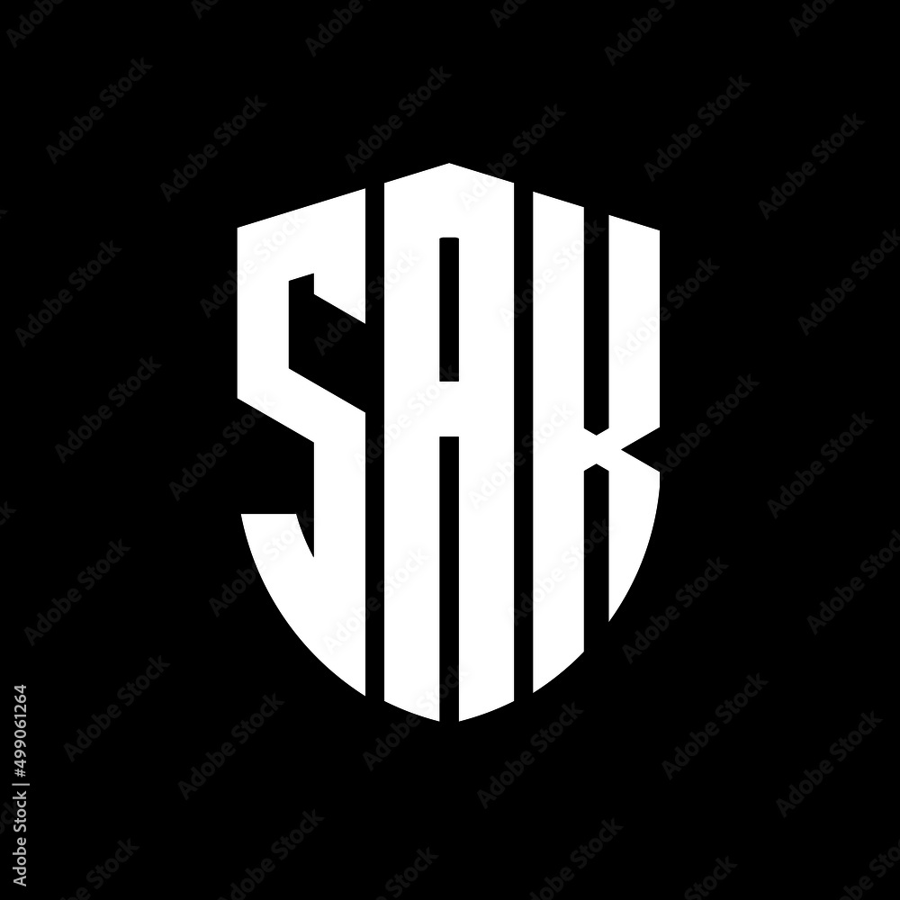 SAK letter logo design. SAK modern letter logo with black background ...