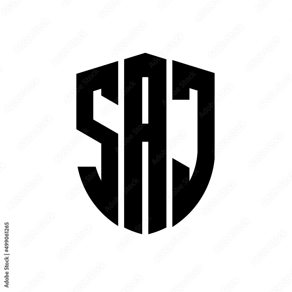 SAJ letter logo design. SAJ modern letter logo with black background ...