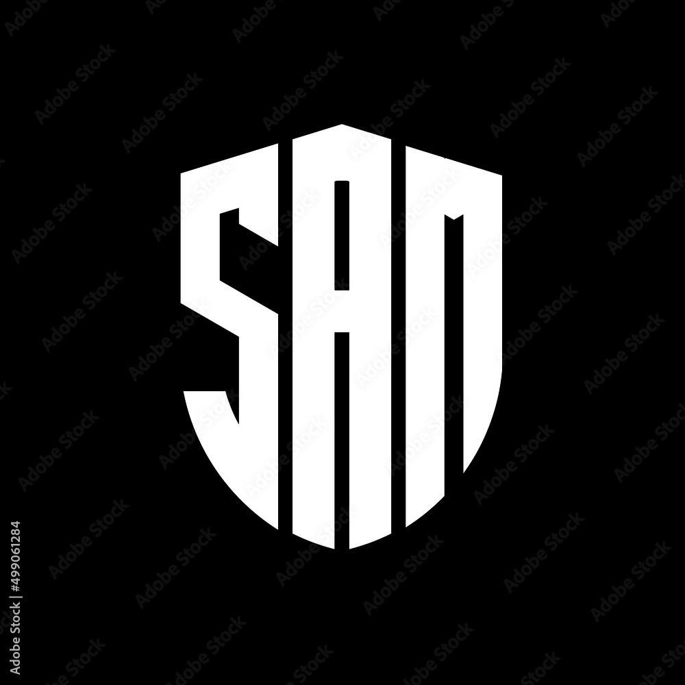 SAM letter logo design. SAM modern letter logo with black background ...