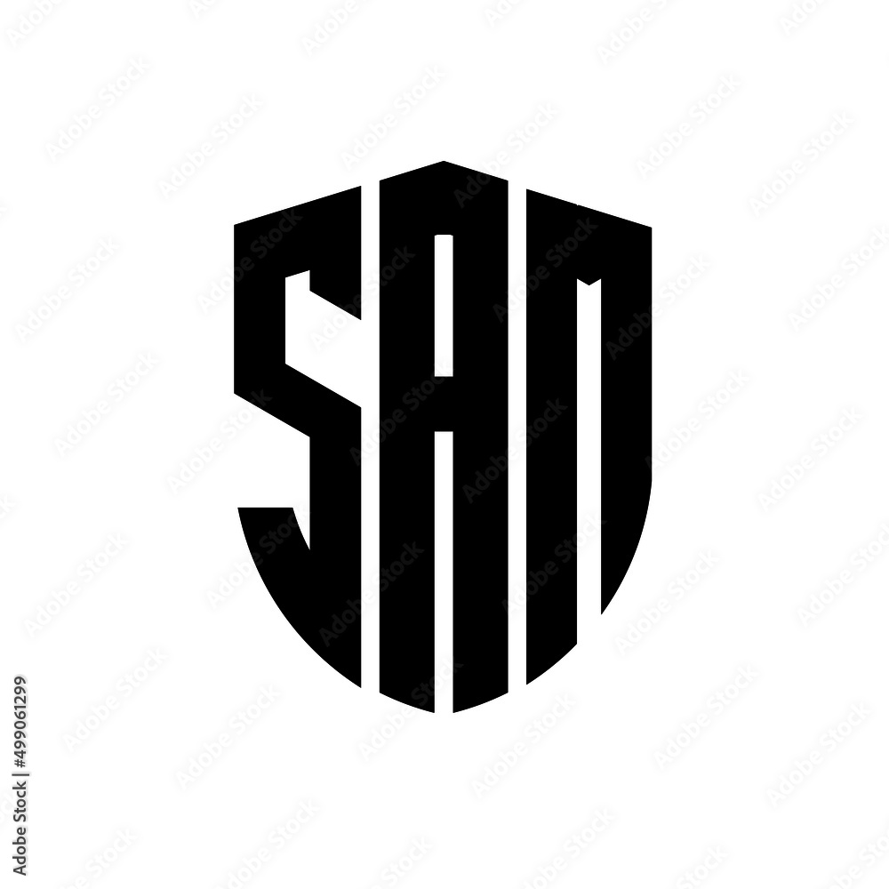 SAM letter logo design. SAM modern letter logo with black background ...