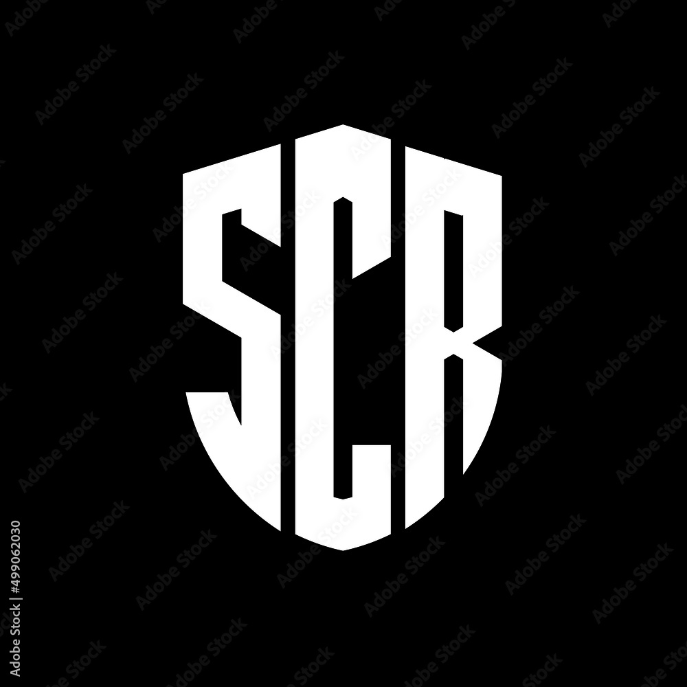 SCR letter logo design. SCR modern letter logo with black background ...