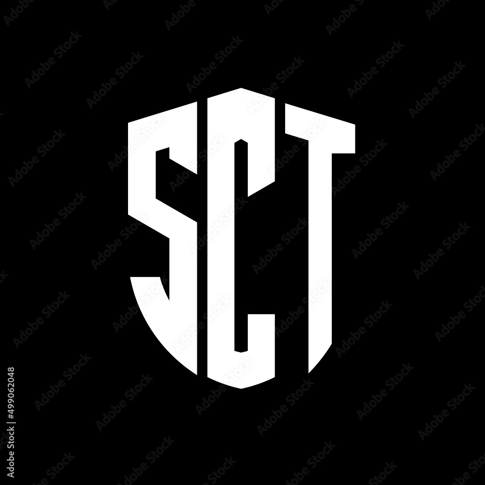 SCT letter logo design. SCT modern letter logo with black background ...