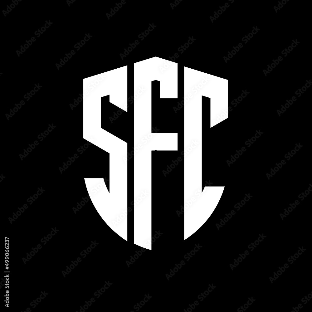 SFC letter logo design. SFC modern letter logo with black background ...